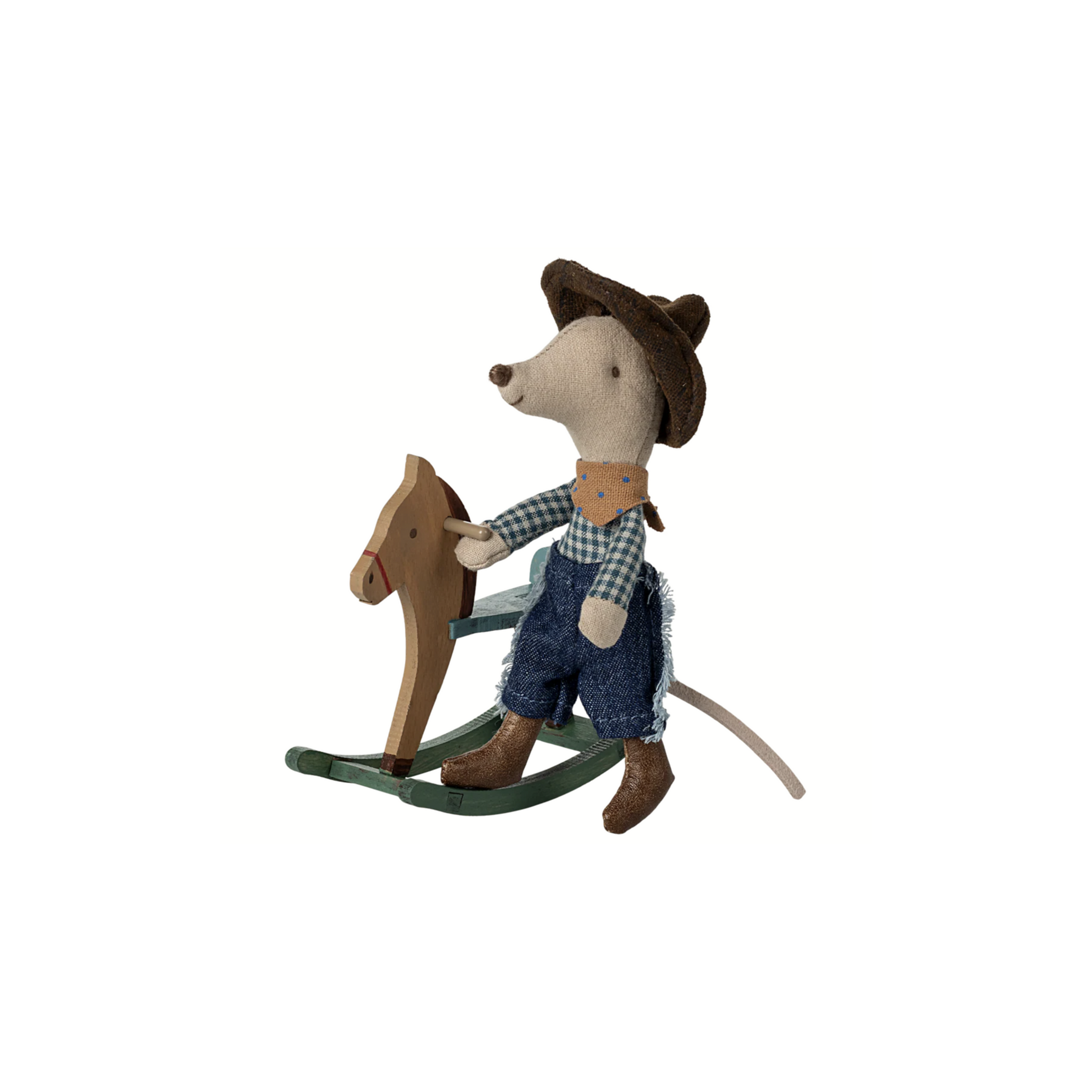 Maileg Cowboy mouse on rocking horse, Little brother — WEVE
